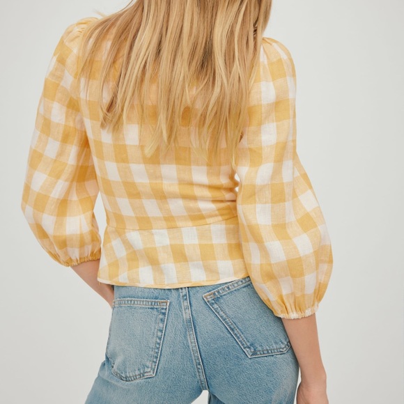 Reformation | Tops | Reformation Barrett Top In Dandelion Check | Poshmark